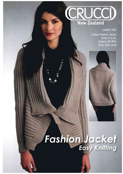 Ladies Fashion Jacket Knitting Pattern 1403 Angora 8ply | Crucci Magic